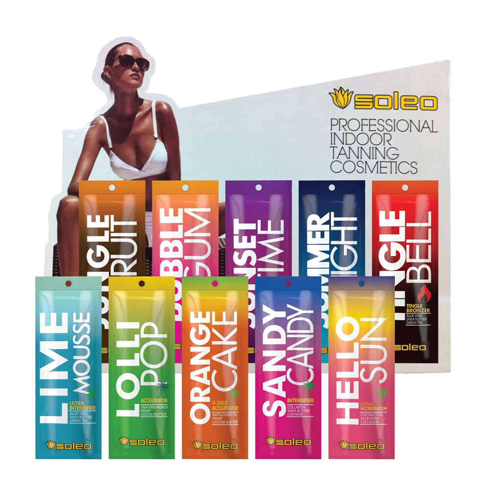 Soleo Full Basic Line Sachet Display Deal – Helionova Sunbeds Soleo Full Basic Line Sachet Display Deal – Helionova Sunbeds
